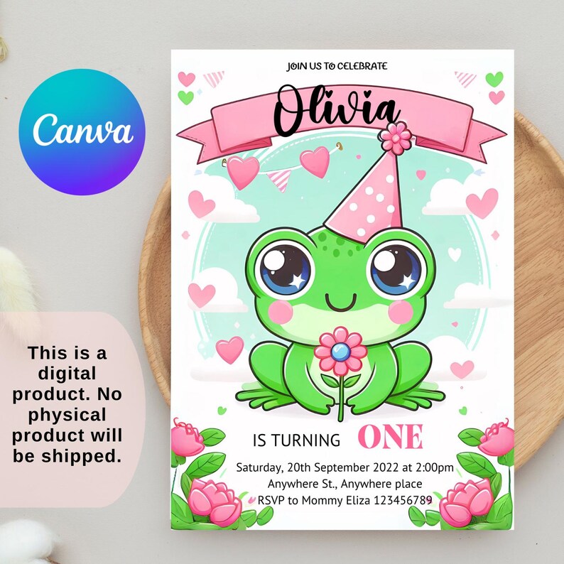 Frog Birthday Invitation, Frog Invitation, Frog Party Invitation, Cute ...