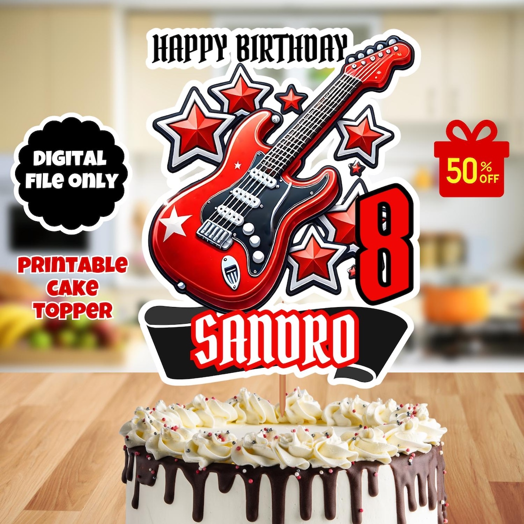 Rock Star Cake Topper, Rock N Roll Birthday, Rock Theme Party, Music ...