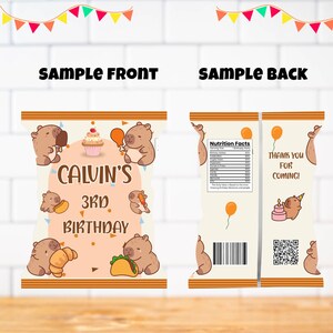 Editable Capybara Chip Bag Wrapper Template, Printable Capybara Potato ...