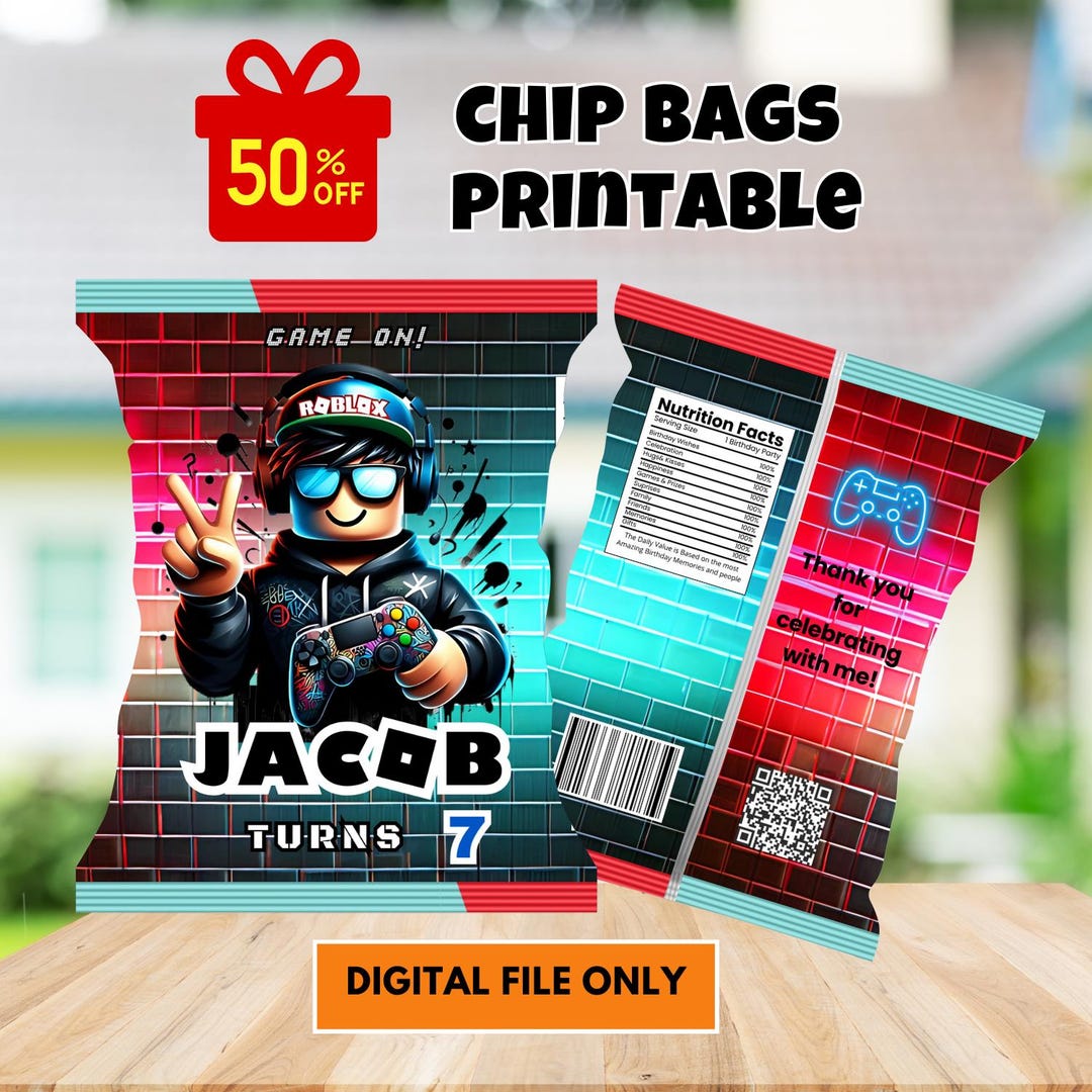 Editable Chip Bag Printable Template Customizable DIY Chip Bags Boy ...