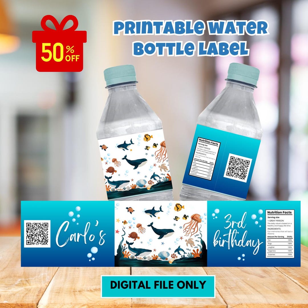 Editable Under the Sea Birthday Party Water Bottle Labels, Printable ...