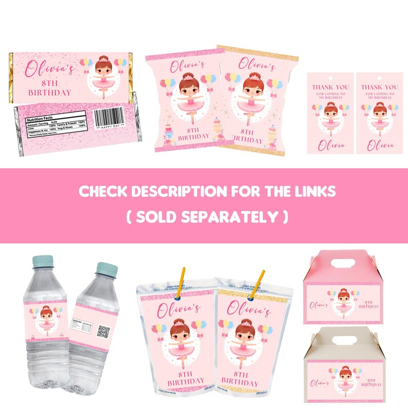 Editable Ballerina Gable Box Label, Ballerina Ballet Birthday Party ...