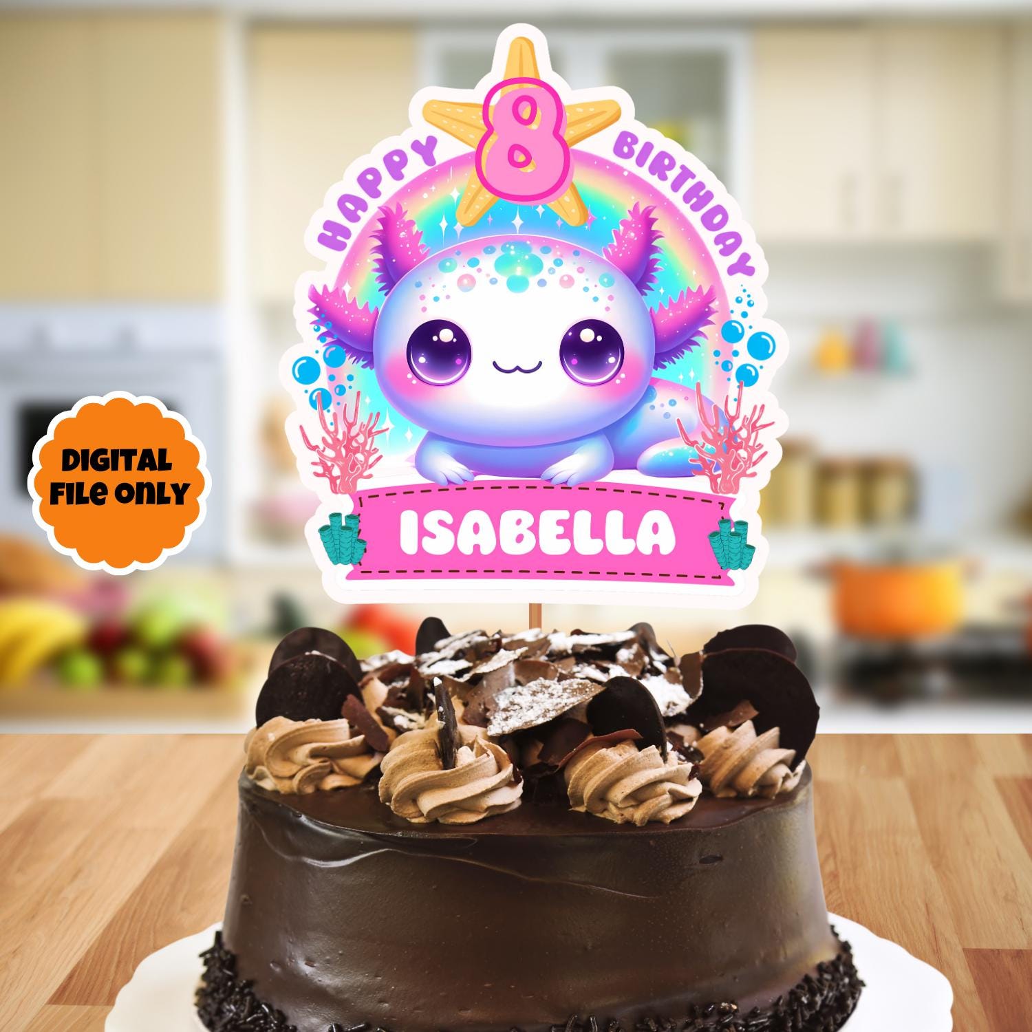 Personalized Axolotl Cake Topper, Custom Axolotl Cake Topper, Printable ...