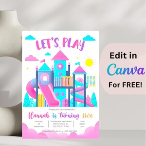 Park Birthday Party Invitation, Park Party Invitation, Playground ...