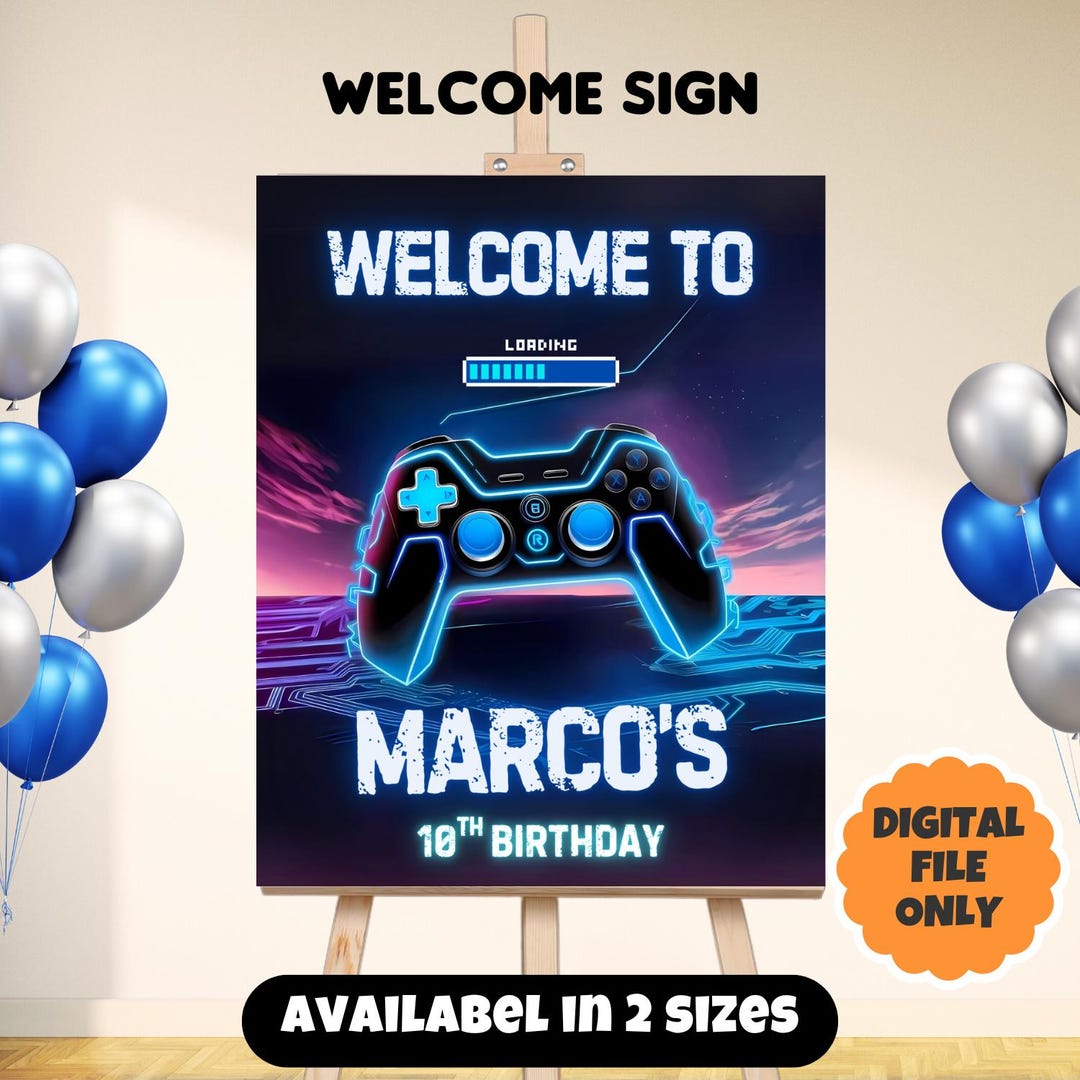 Editable Video Game Birthday Party Welcome Sign Template, Video Game ...