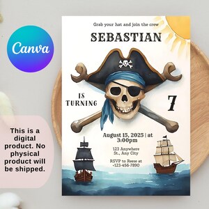 Pirate Birthday Invitation, Pirate Party Invite, Pirate Invitation, Boy ...
