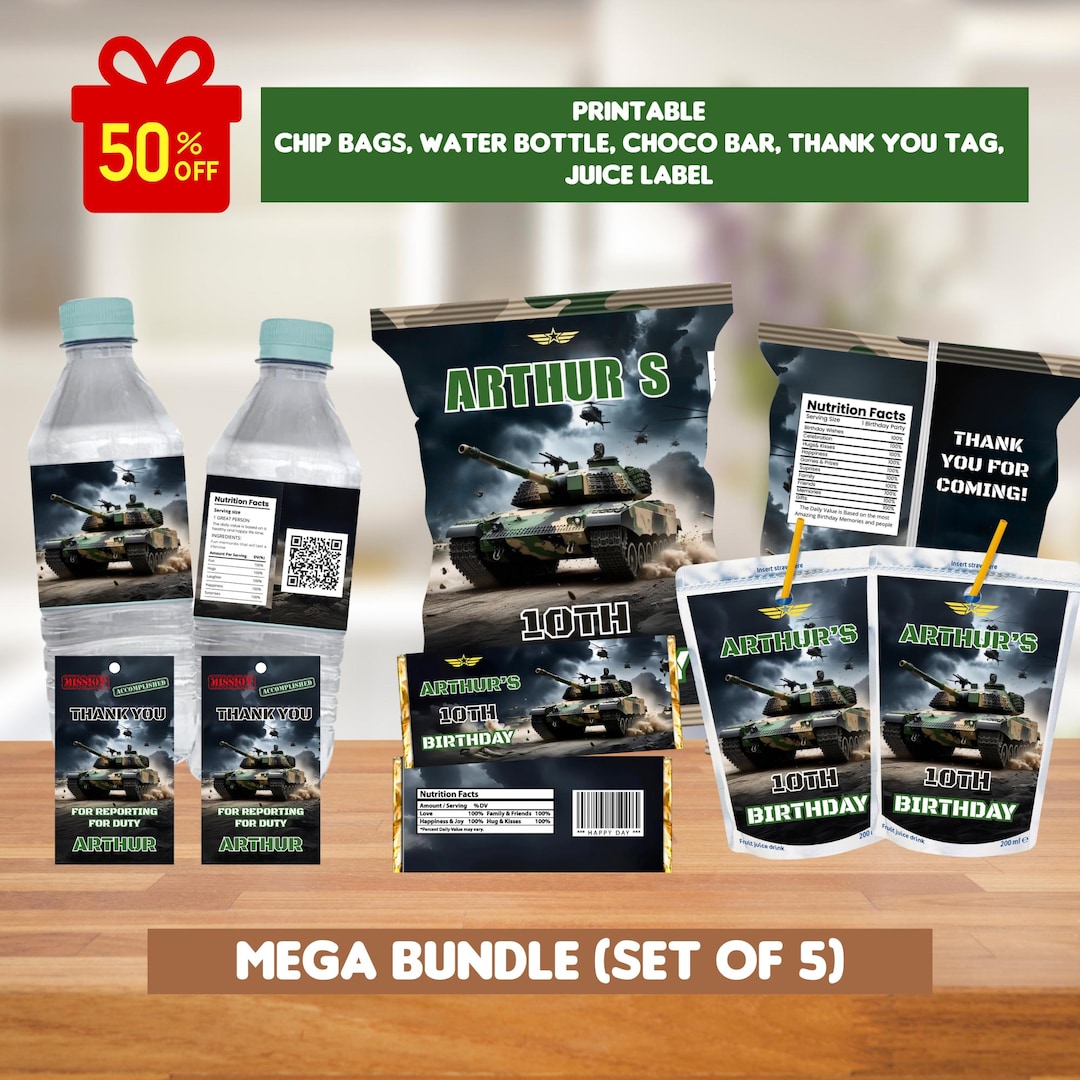 Editable Military Birthday Bundle, Army Birthday Pack, Party Bundle ...