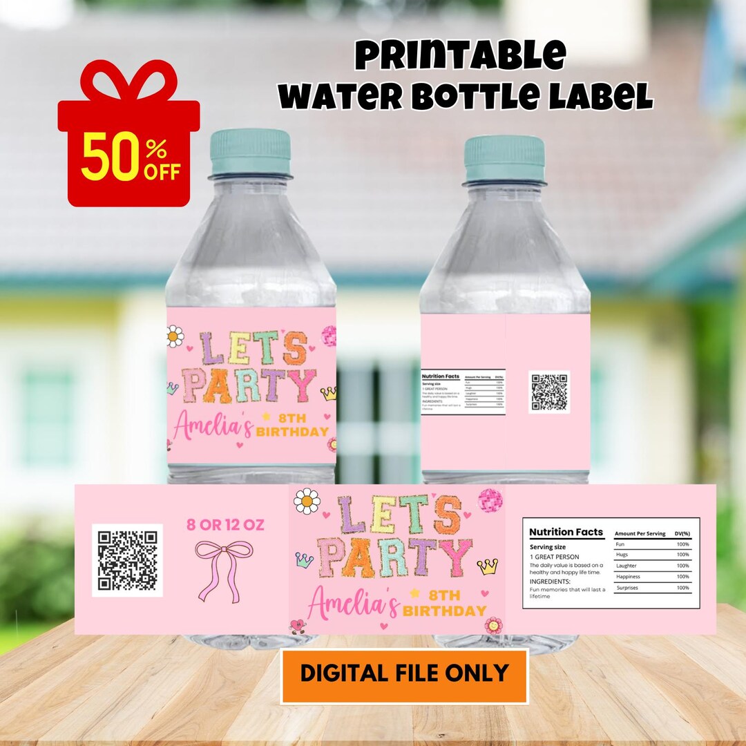 Patch Letter Bottle Label, Preppy Patch Bottle Juice Labe,l Preppy ...