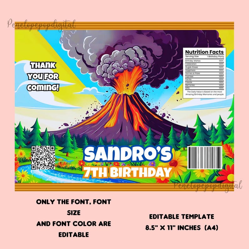 Editable Volcano Party Bundle Template, Volcanic Eruption Bundle, Chip ...
