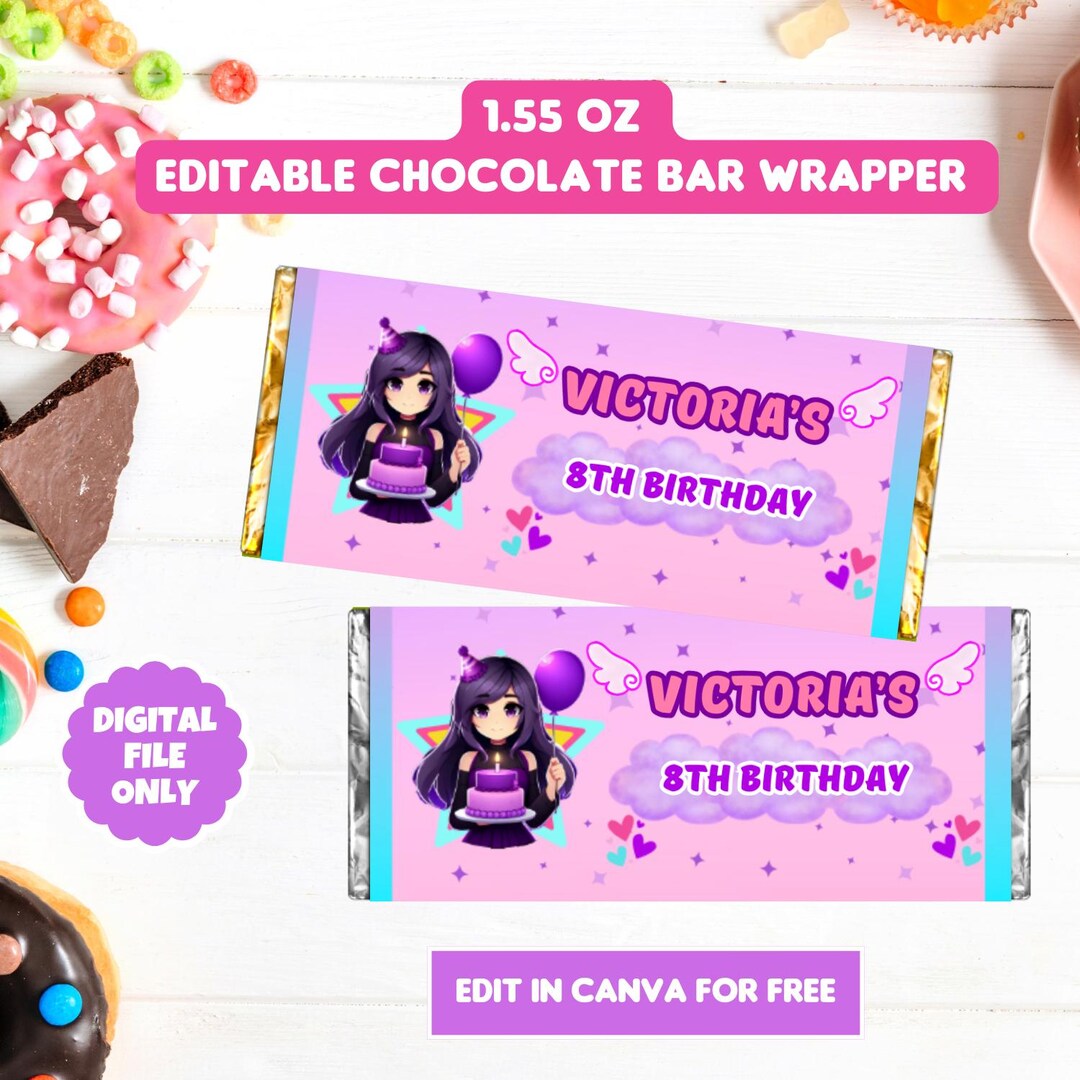 Printable Aphmau Chocolate Candy Bar Labels, Editable Aphmau Chocolate ...