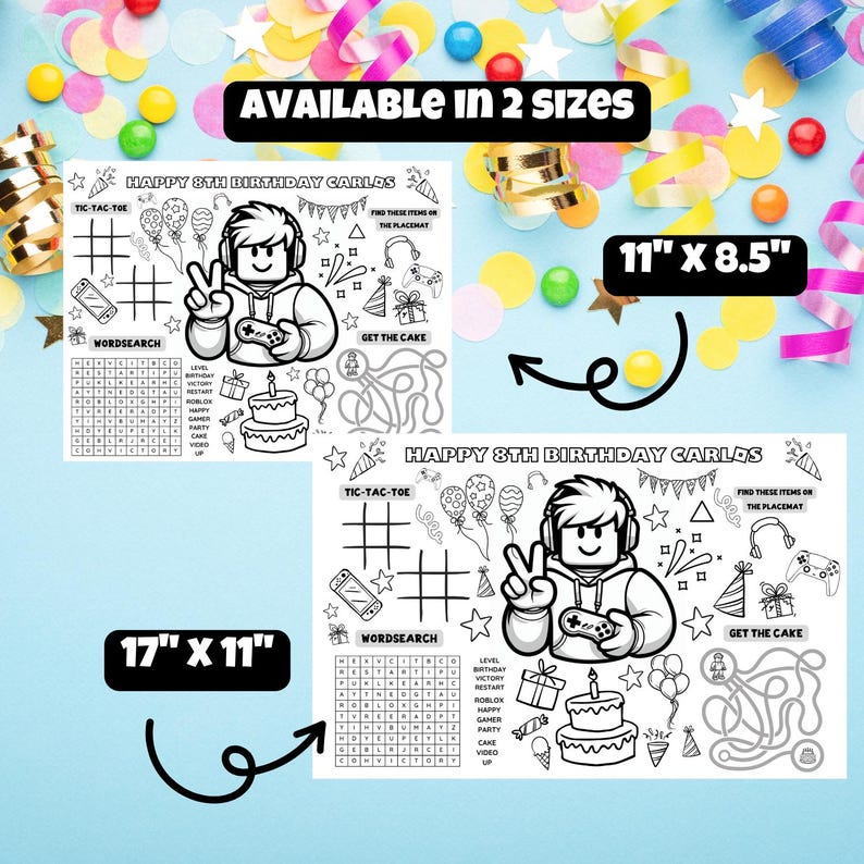 Roblox Party Placemat, Roblox Party Placemat, Roblox Birthday Coloring ...