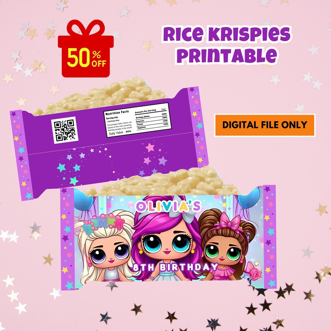 Little Doll Rice Krispies Wrapper Template Printable DIY Chocolate ...