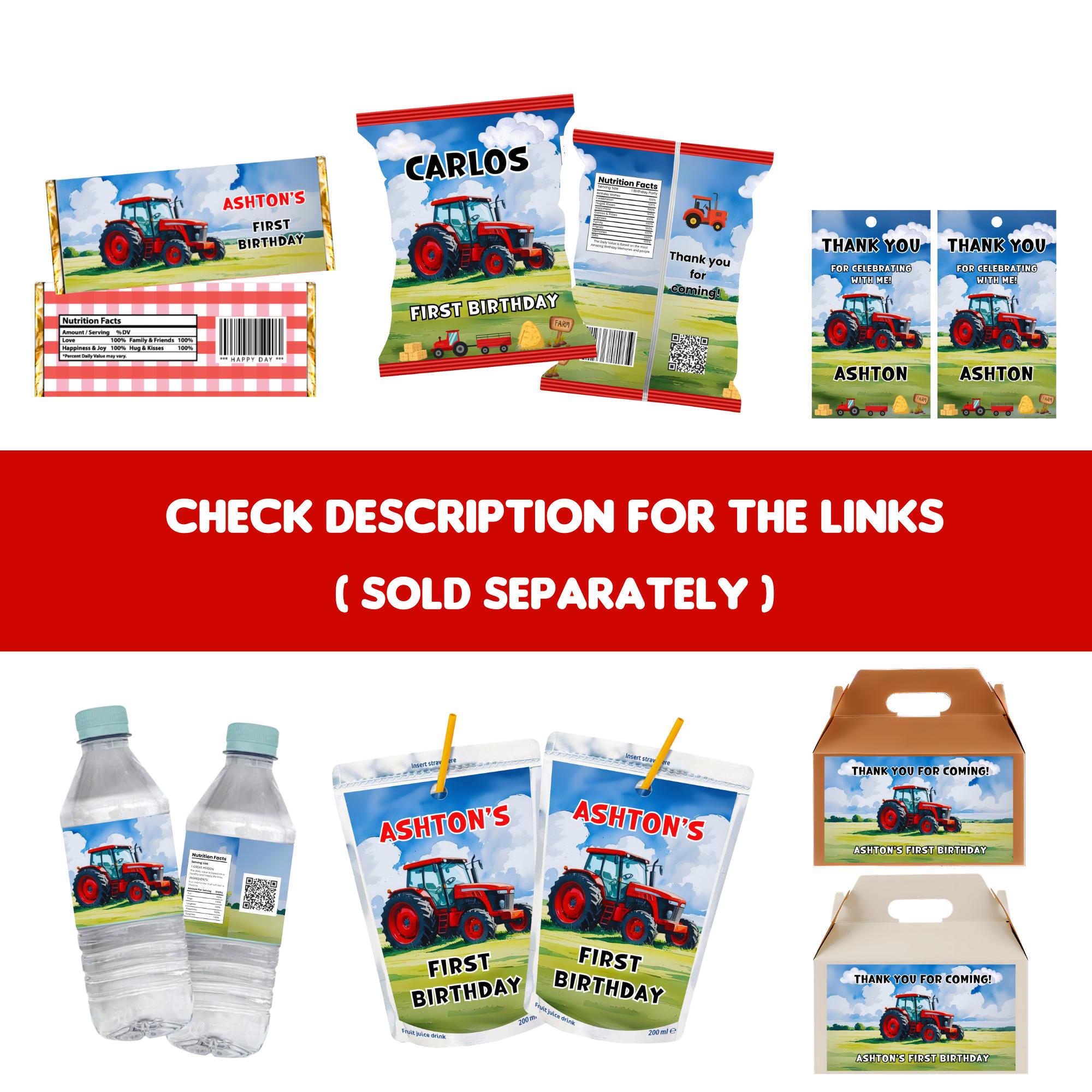 Editable Red Tractor Birthday Party Chocolate Wrapper, Farm 1st ...