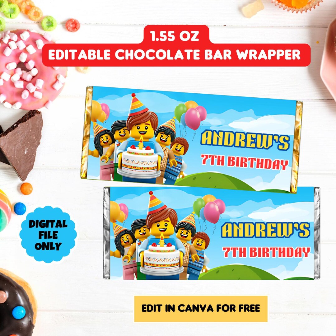 Printable Building Blocks Chocolate Label Bricks Chocolate Wrapper ...