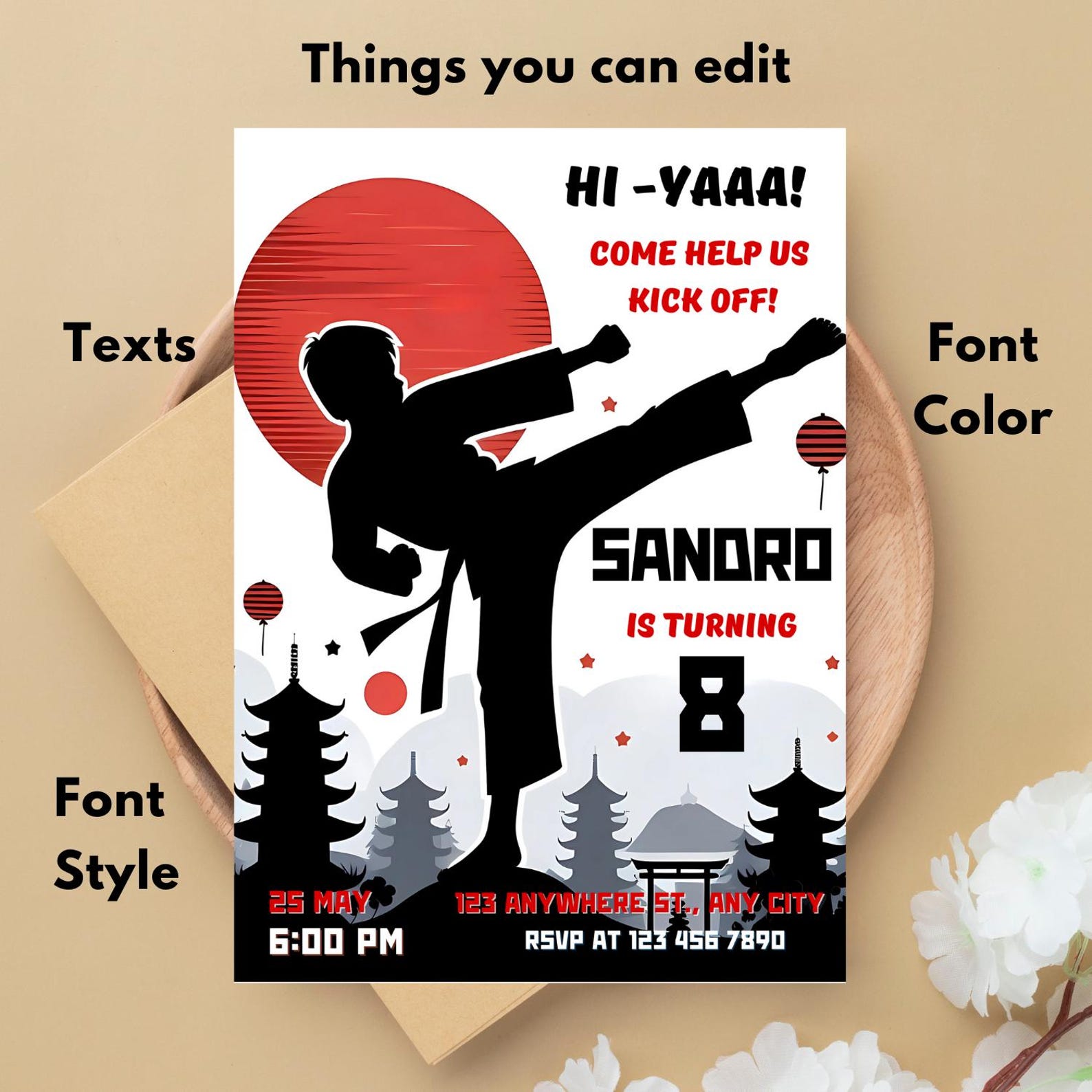 Karate Birthday Invitation, Taekwondo Party Invitation , Karate ...