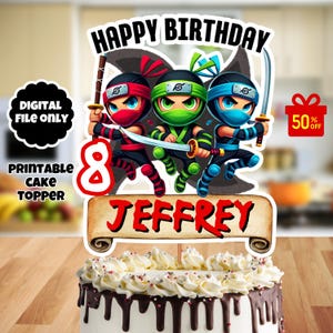 Personalized Ninja Cake Topper Printable Ninja Cake Decorations Ninja ...