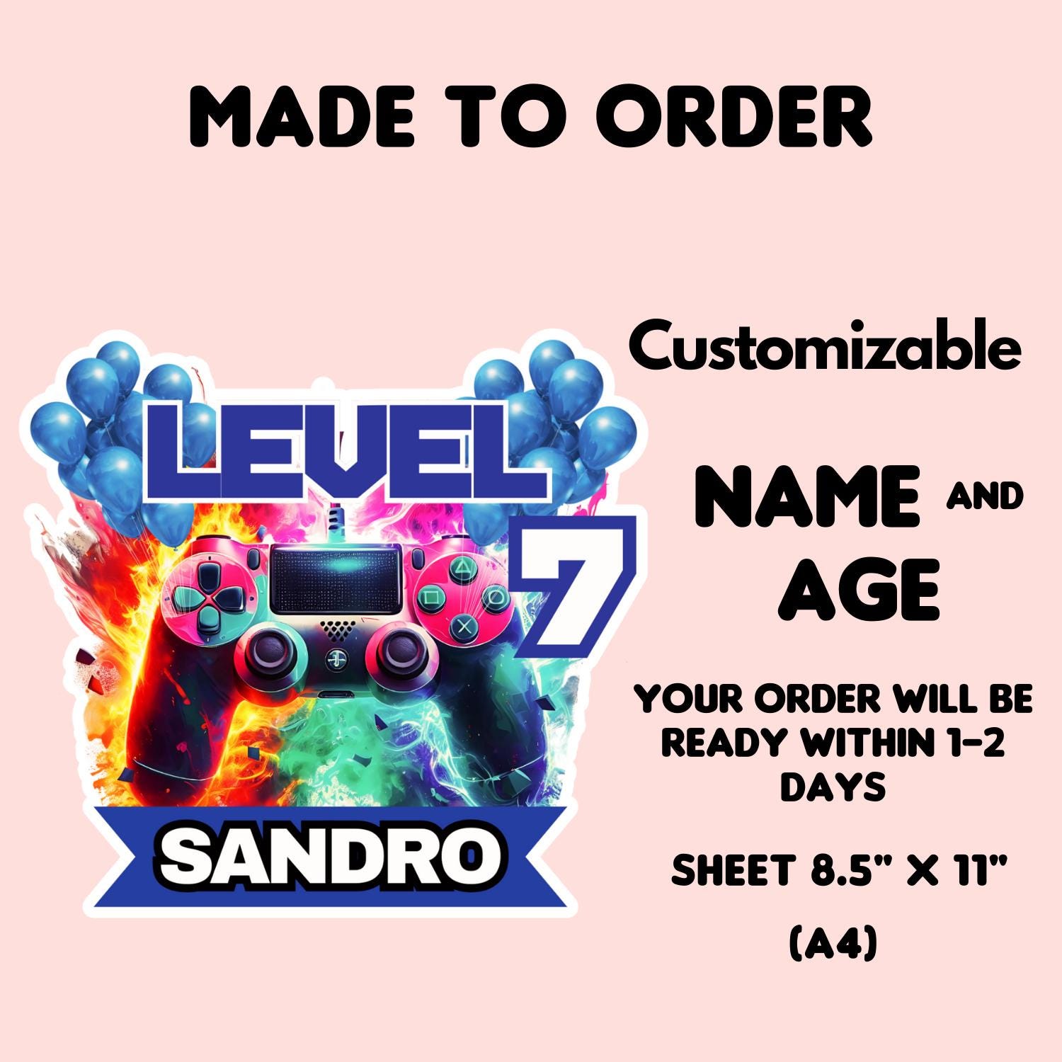 Personalized Gamer Cake Topper, Gaming Cake Topper, Video Game Inspired ...