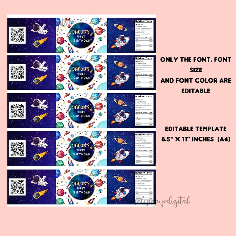 Editable Outer Space Birthday Bundle Template, Outer Space Chip Bag ...