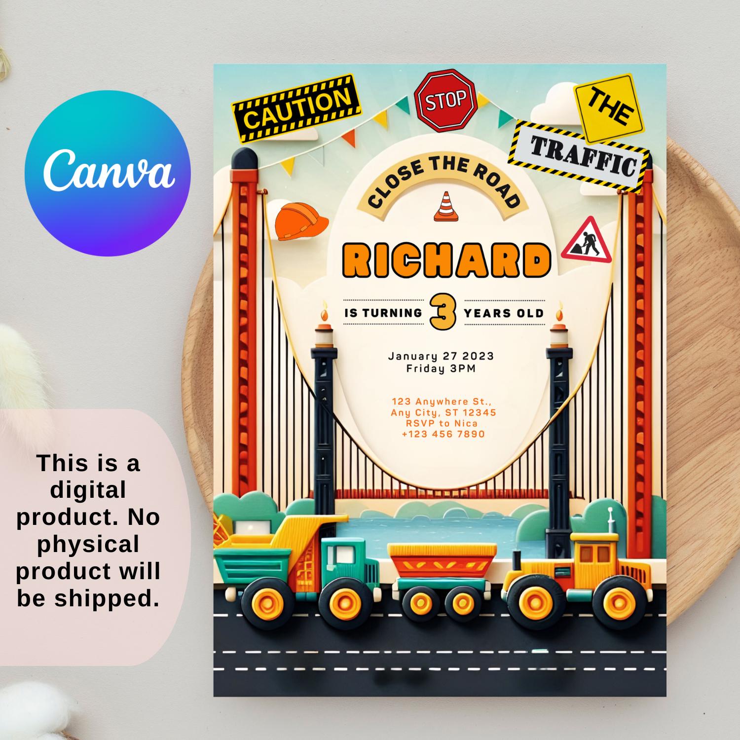 Construction Birthday Invitation, Construction Birthday, Construction ...