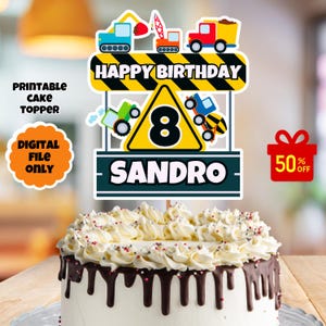 Personalized Construction Cake Topper, Construction Cake Decoration ...