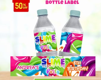 Editable Slime Birthday Party Water Bottle Labels Neon Slime Craft ...