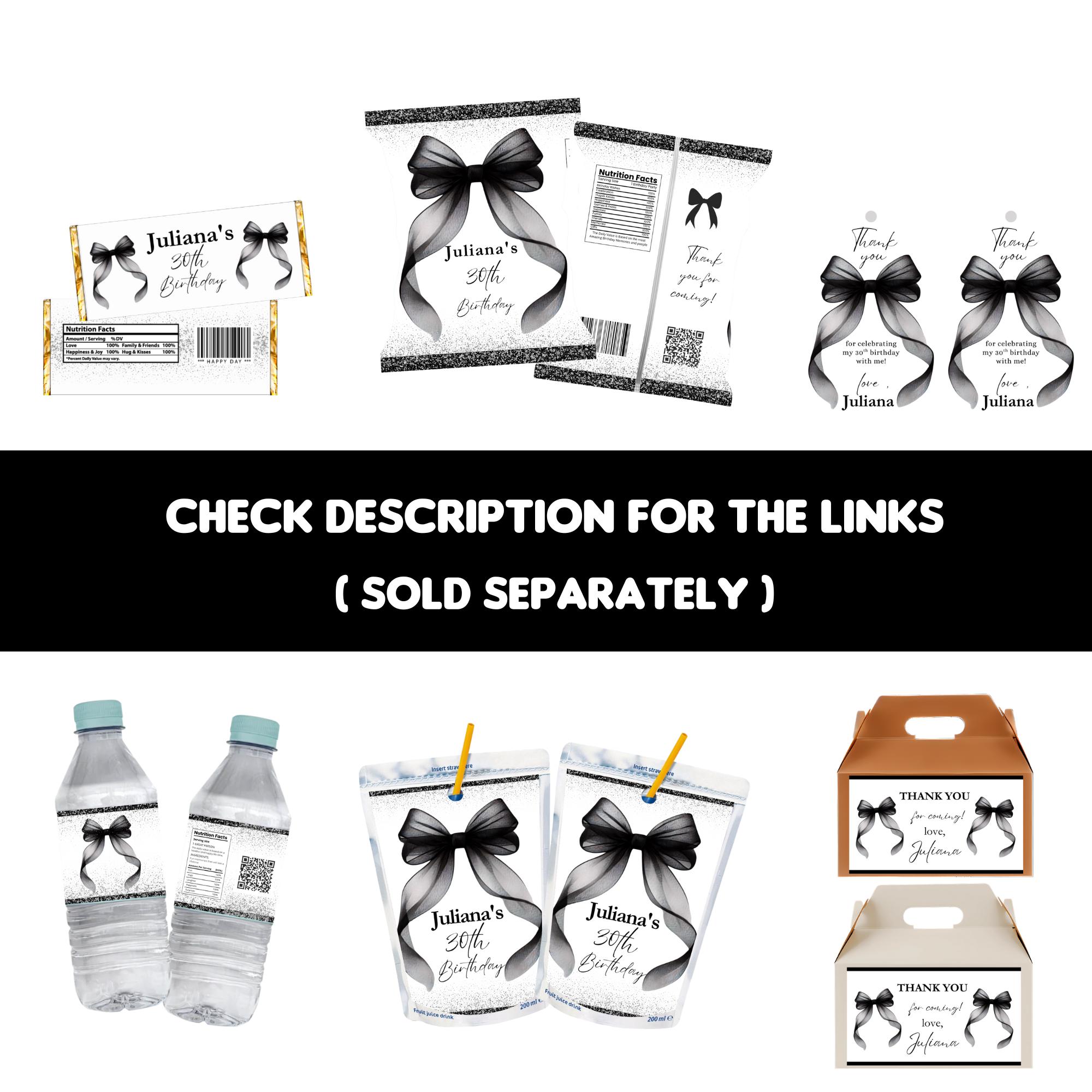 Black Bow Chocolate Wrapper | Editable Candy Bar Wrapper for Parties ...