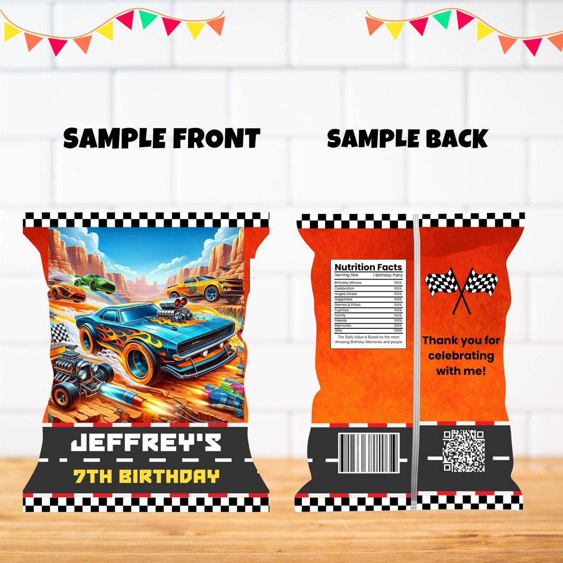 Printable Hot Race Car Chips Bag , Racing Car Snack Wrapper ,chip Bags ...
