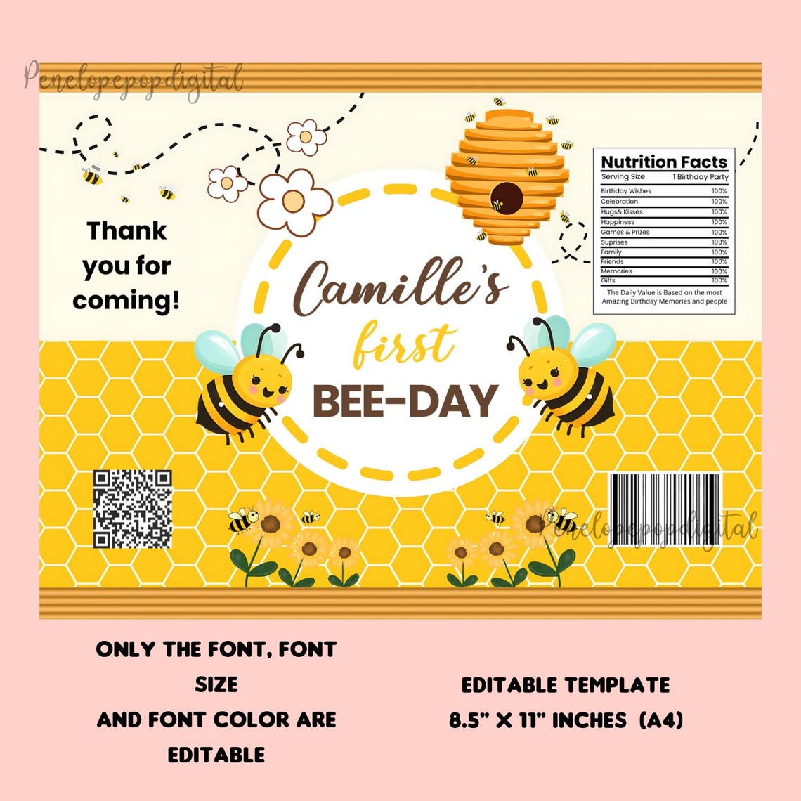 Editable Bee Chip Bag Label Template Honey Bee Party Labels Sweet to ...