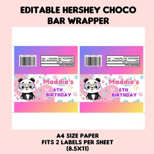 Editable Panda Chocolate Bar Wrapper Label Template, Wild One Chocolate ...
