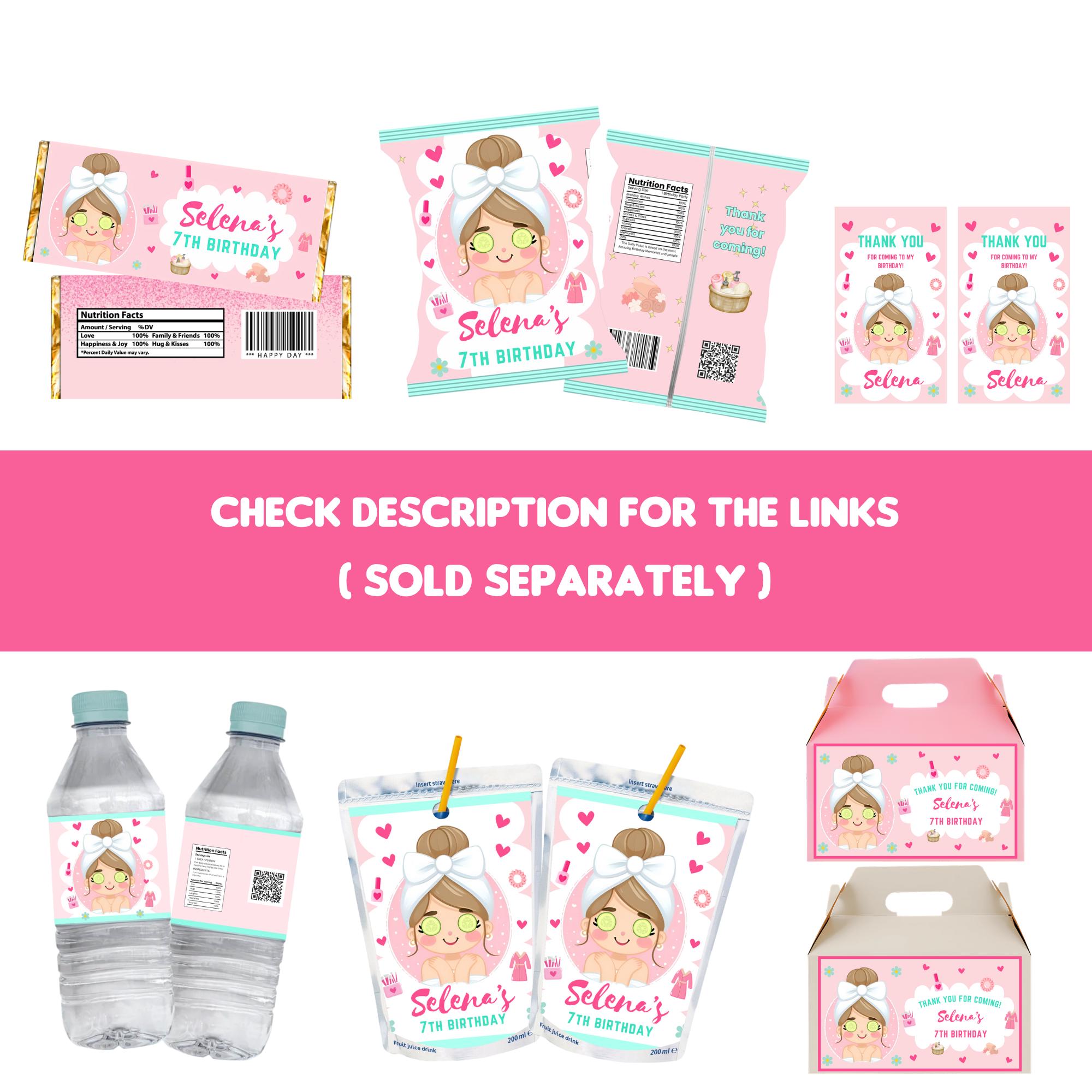 Spa Party Gable Box Label Girl Make up Slumber Party Favors Pamper ...