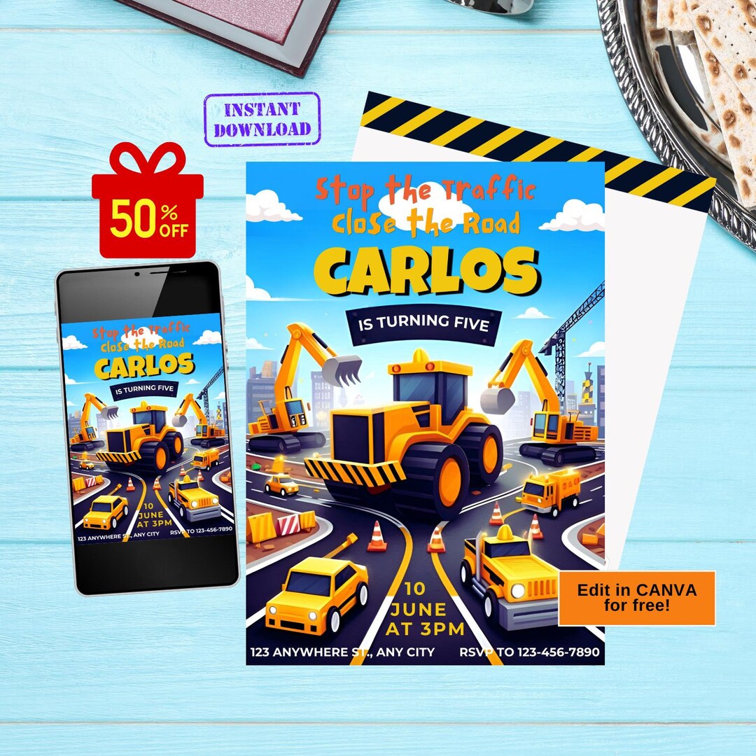 Construction Invitation, Construction Birthday Invitations, Dump Truck ...
