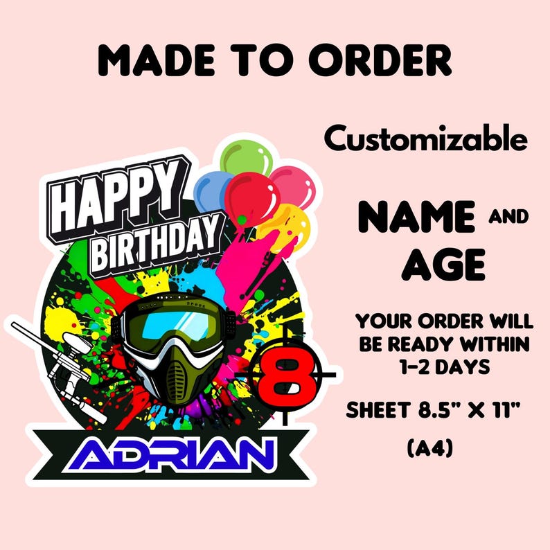 Printable Paintball Cake Topper, Paintball Cake Topper, Paintball ...