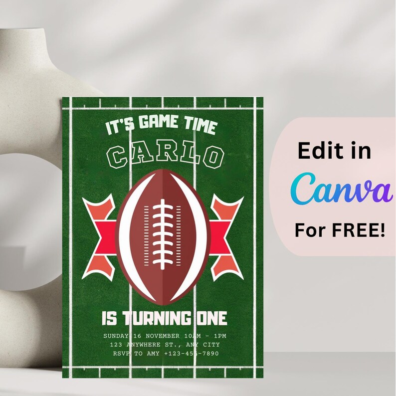 Football Invitation, Football Birthday Invitation Printable, Sports ...