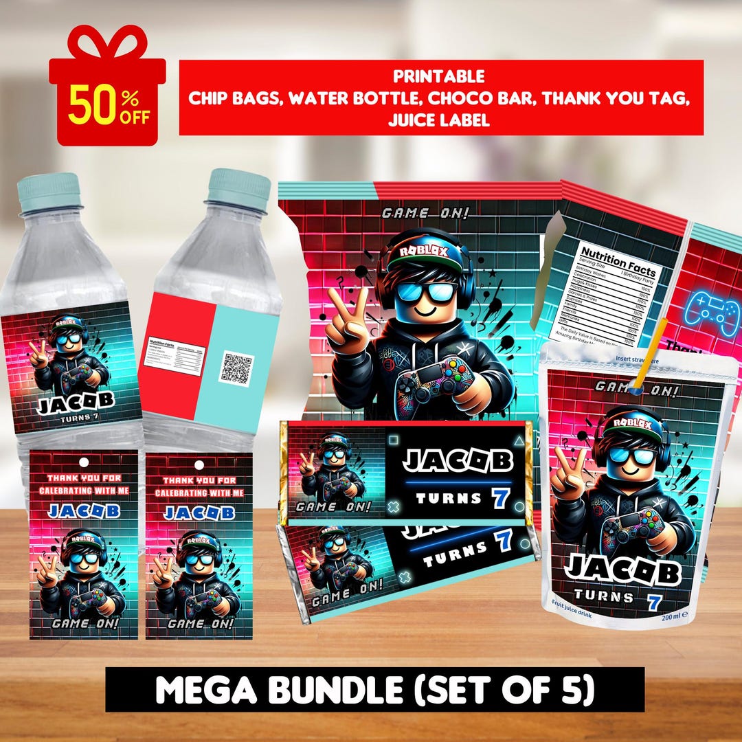 Birthday Bundle Party Editable Party Favors, Chip Bag, Juice Pouch ...