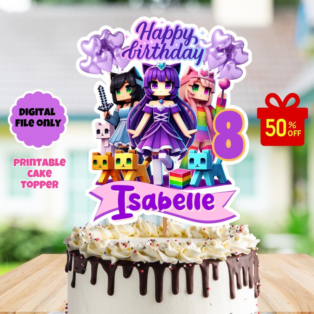 Aphmau Cake Topper, Editable Aphmau Cake Topper, Aphmau Topper, Aphmau ...