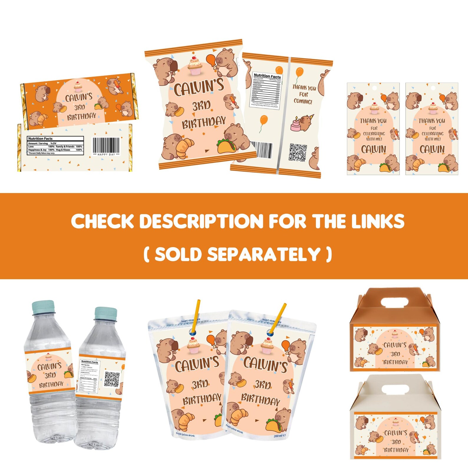 Editable Capybara Gable Box Label Template, Printable Capybara Treat ...