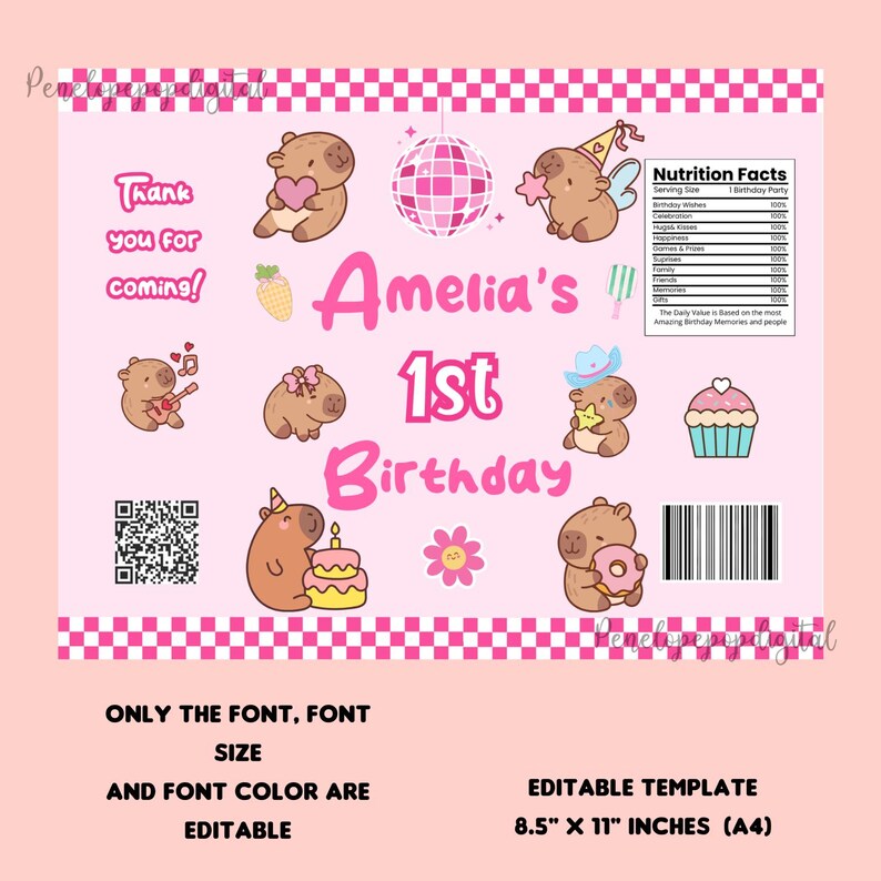 Editable Capybara Chip Bag Wrapper Template, Printable Capybara Potato ...