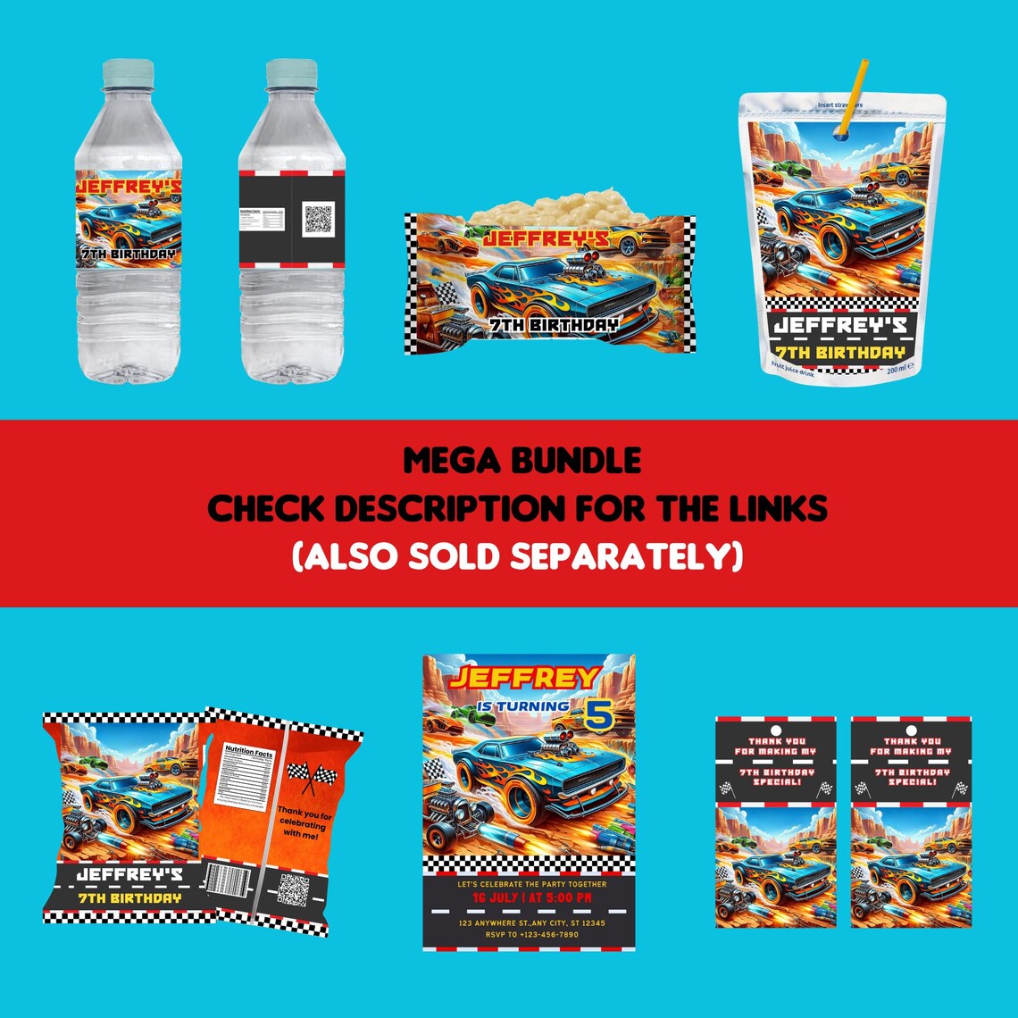 Printable Hot Race Car Chips Bag , Racing Car Snack Wrapper ,chip Bags ...