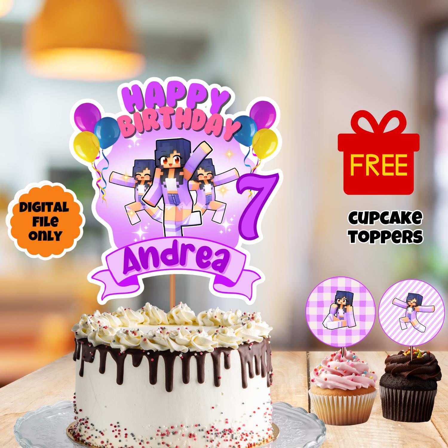 Aphmau Cake Topper, Aphmau Cupcake Toppers, Aphmau Birthday Cake Topper ...