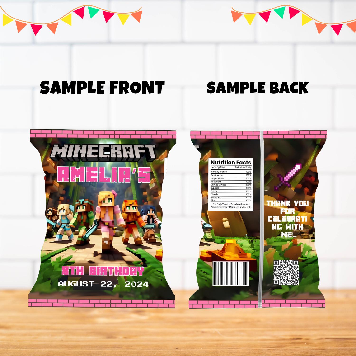 Editable Minecrafter Chip Bag, Printable Minecrafter Chip Bag, Template ...