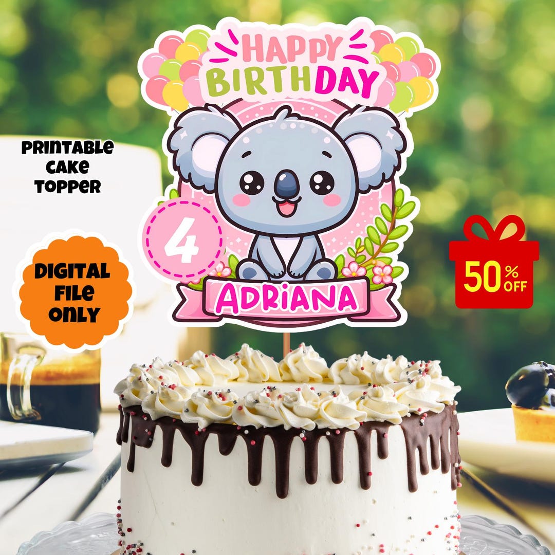 Koala Cake Topper, DIGITAL DOWNLOAD, Printable Girl's Native Australian ...