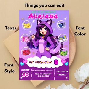 Aphmau Invitation, Aphmau Invites, Aphmau Birthday Invitation, Aphmau ...