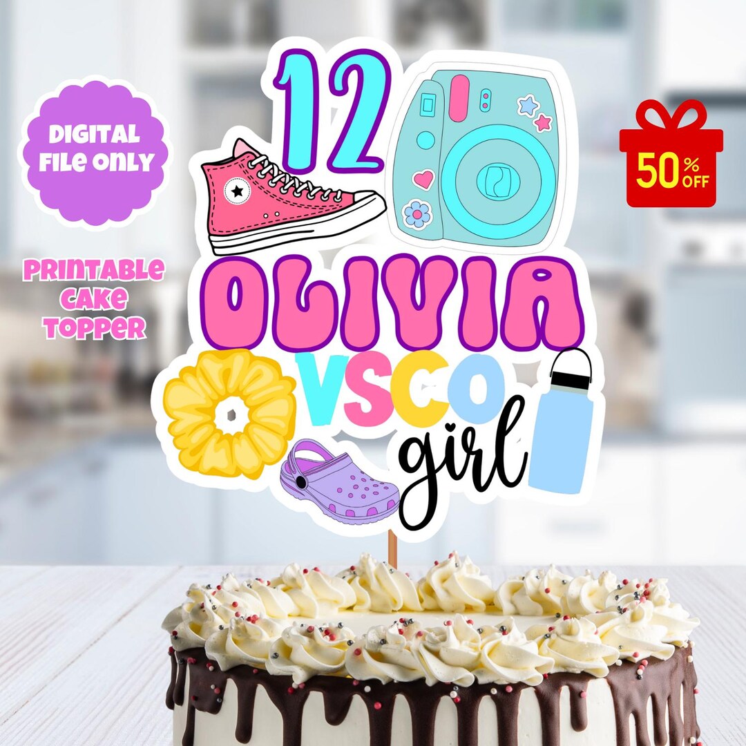VSCO Girl Cake Topper, Printable Girl VSCO Cake Topper, VSCO Girl Party ...