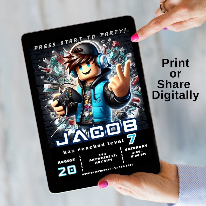 Roblox Invitation, Roblox Invite, Game Birthday, Roblox Boy Birthday ...