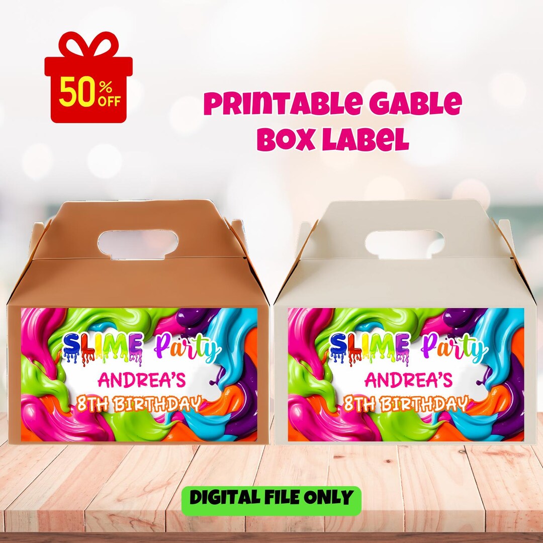 Editable Slime Gable Box Template, Slimy Good Time Gable Box Favor ...