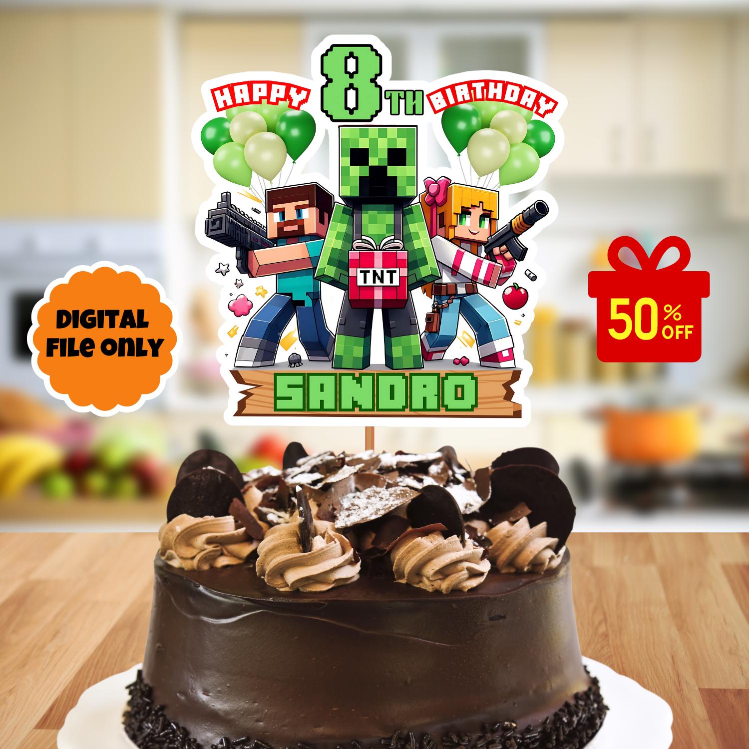 Minecrafter Cake Topper, Minecrafter Birthday, Gamer Cake Topper ...