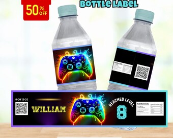 Video Game Water Bottle Labels, Gamer Water Bottle Labels, Gamer Party ...