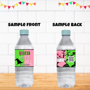 Personalized Witch and Princess Theme Water Bottle Label, Green and ...