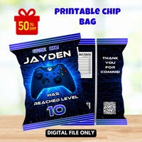 Video Game Chip Bag Label, Chip Bags Party Favor, Video Game Birthday ...