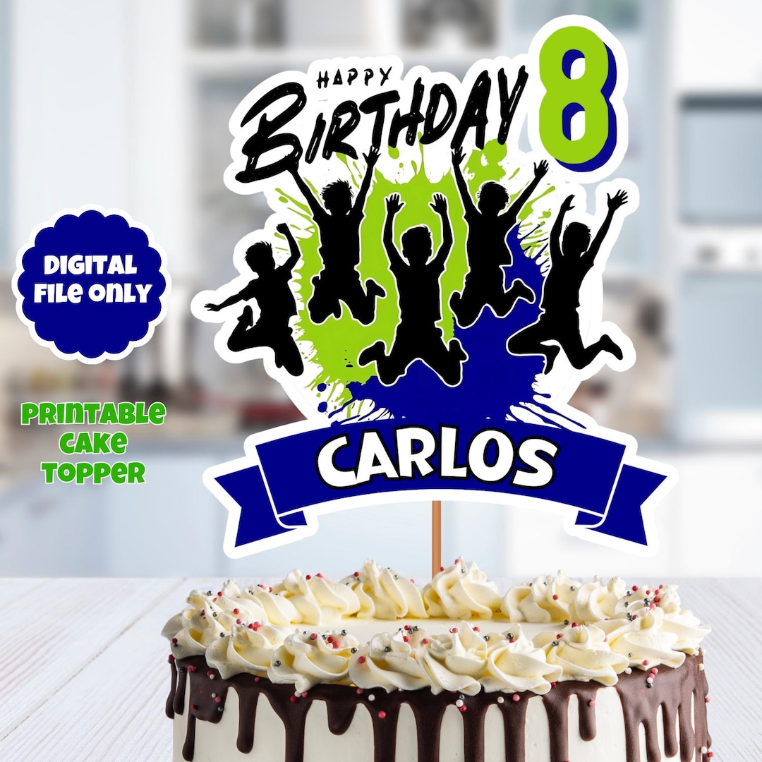 Jump Birthday Party Cake Topper , Trampoline Cake Topper , Lets Jump ...